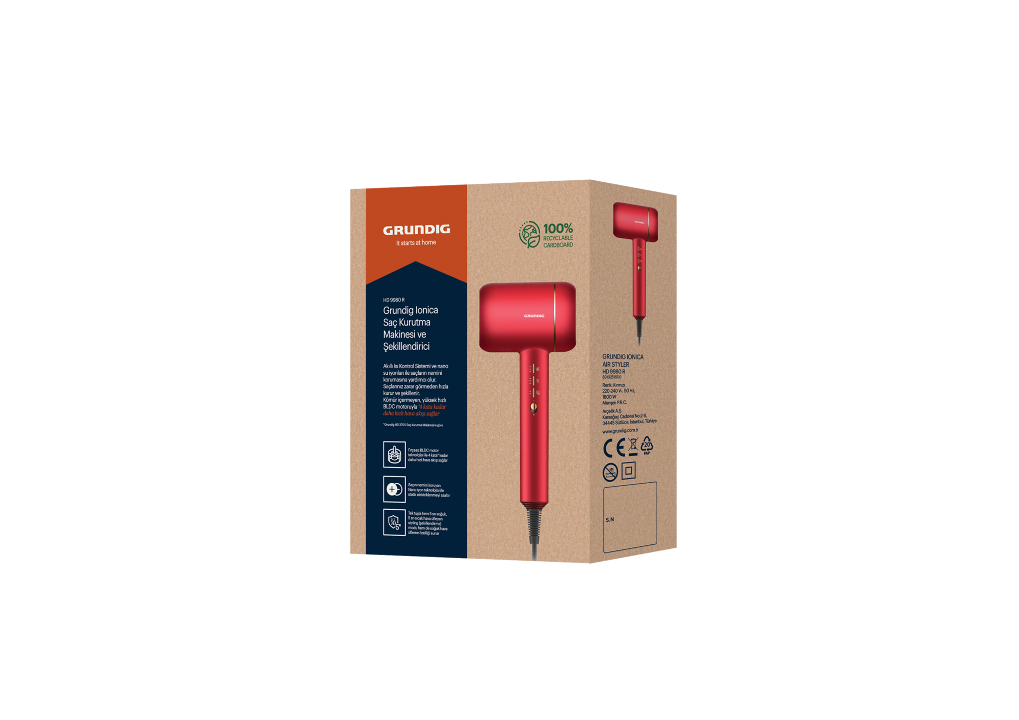HD 9980 IONICA RED | Saç Kurutma Makinesi | Kişisel Bakım | Grundig Türkiye